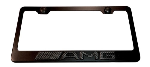 3D AMG Carbon Fiber Mercedes Stainless Steel Black License Plate Frame ...