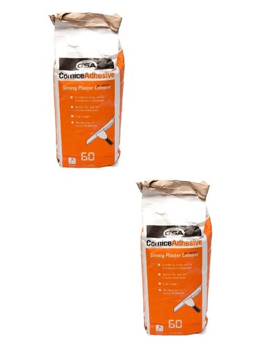 2 x GSA Cornice Adhesive Strong Plaster Cement 60 Minute Worktime 2.5kg ...