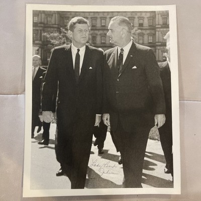 John F. Kennedy Lyndon Johnson White House Photo Autographed Lady Bird ...