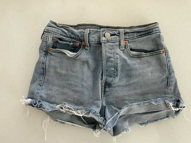 Levi's Womens Button Fly Short Bleached Authentic Den… - Gem