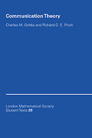 NEW BOOK Communication Theory by Charles M. Goldie , Richard G. E ...