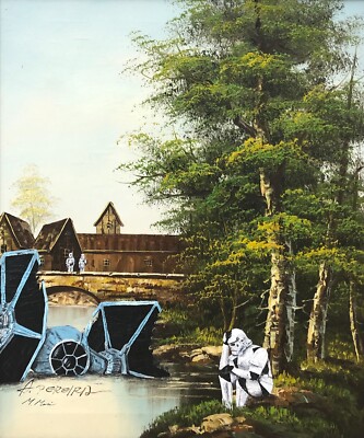 crashed tie fighter stormtrooper star wars art poster thrift store ...