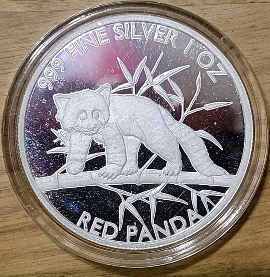 Apmex 2023 Chad 1 Troy oz .999 Fine Silver BU Encapsulate Red Panda ...