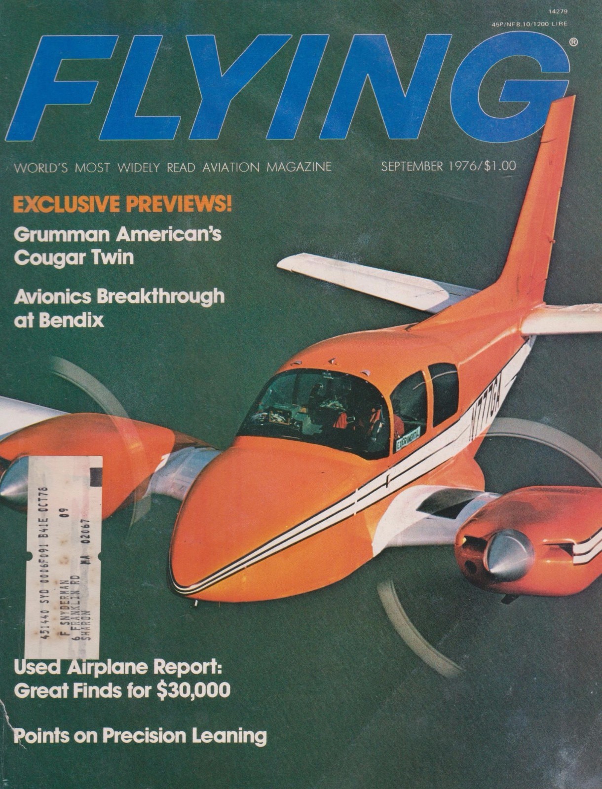 Flying Magazine (Sep 1973) (Grumman Cougar Twin, Used Aircraft, Harrier ...