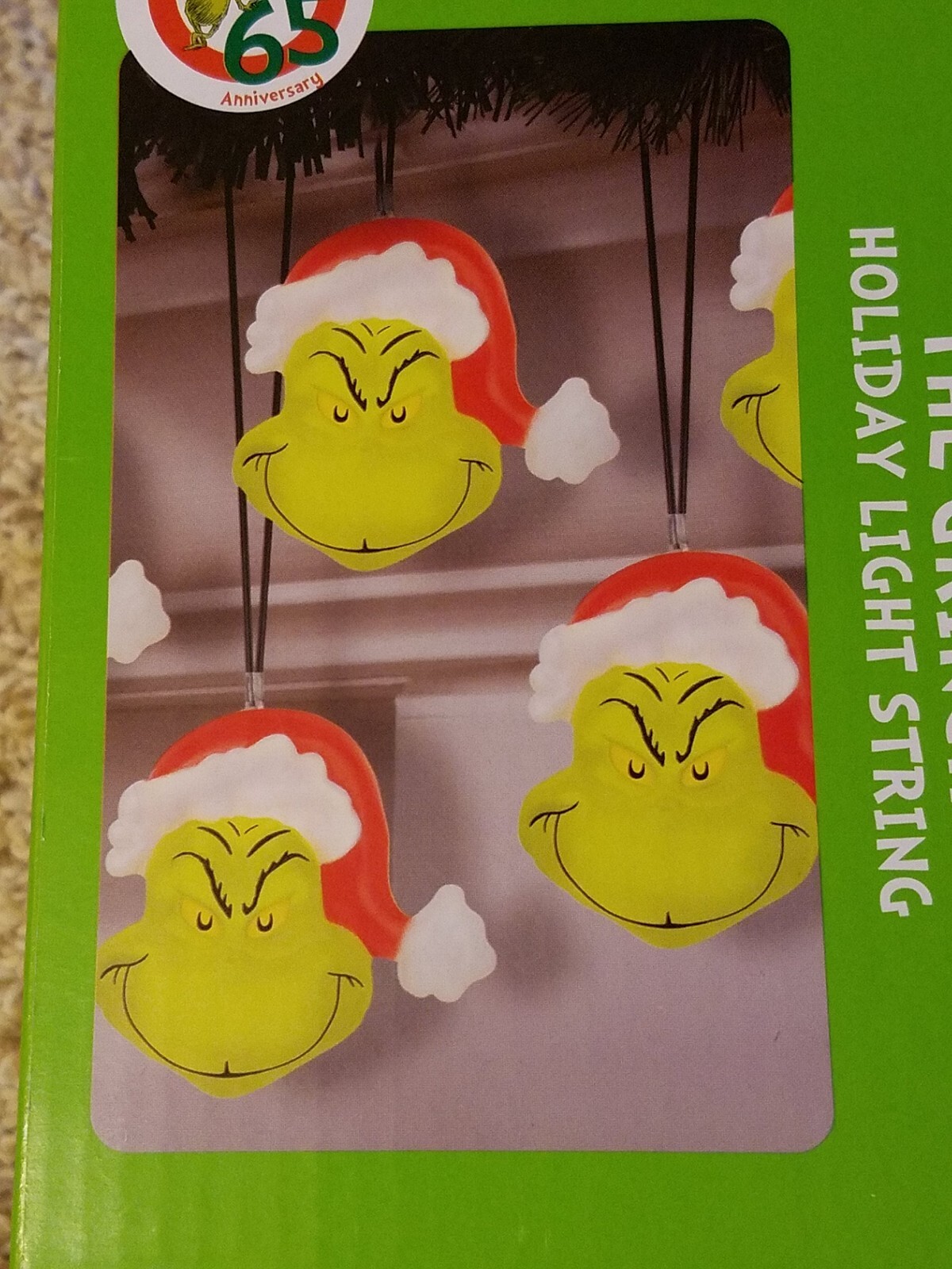 Gemmy Dr. Seuss Grinch Holiday Light String - 8 LED Grinch Heads (Blow ...