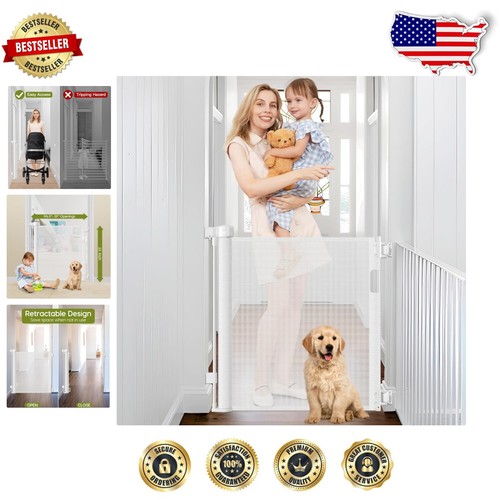 Expandable Mesh Baby and Pet Safety Gate - 33" Tall, Space-Saving ...