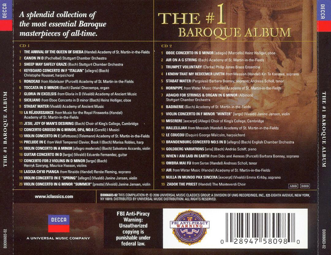 The #1 Baroque Album (CD, Aug-2006, 2 Discs, Decca) for sale online | eBay