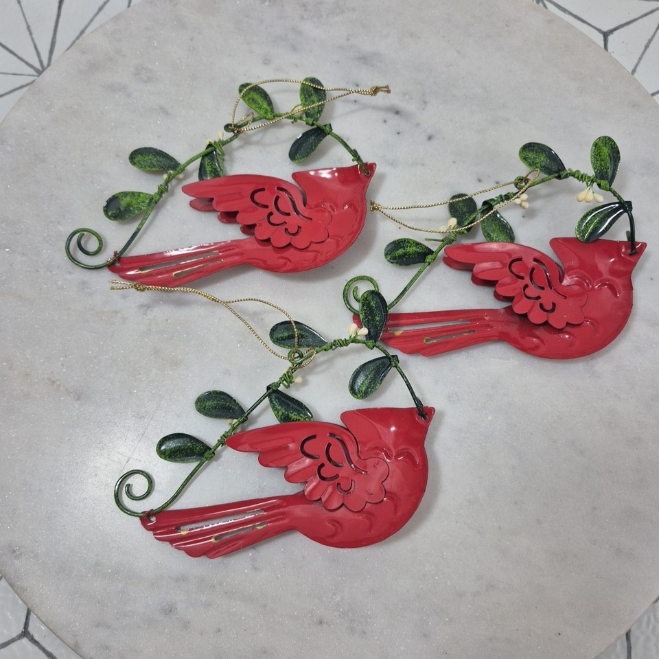 3 Cardinal Bird Metal 3D Christmas Ornament 5.5" | eBay UK