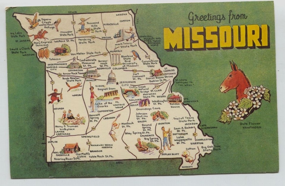5 Fun Vintage Missouri State Map & State Postcards Great Graphics! | eBay
