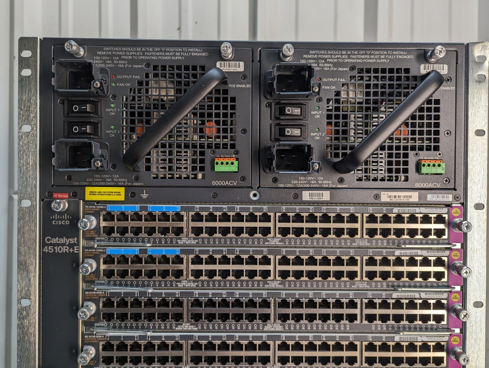 Cisco Catalyst WS-C4510R+E 2x WS-X45-SUP8-E 2x WS-X4748-12X48U+E 4x ...