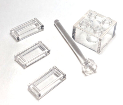 Lego - Lot of 5 - Trans Clear, Tile 1 x 2, Brick 2 x 2, Antenna 1 x 4 ...
