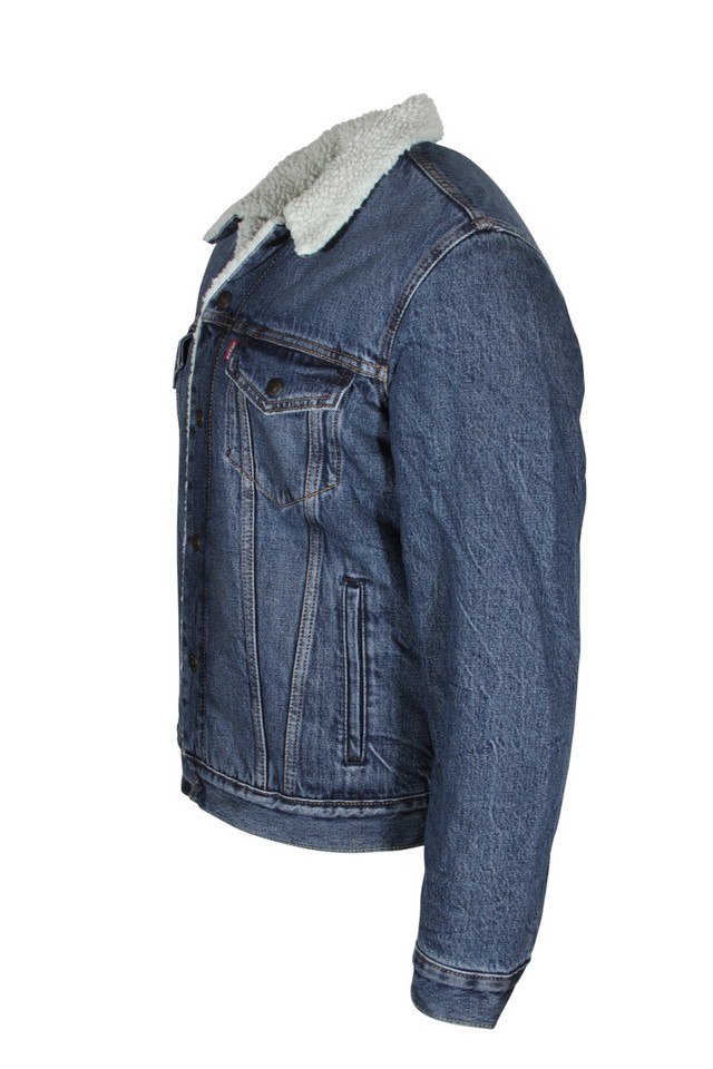 Levi's Men's Sherpa Trucker Jacket in Television - Medium Indigo 16365 ...