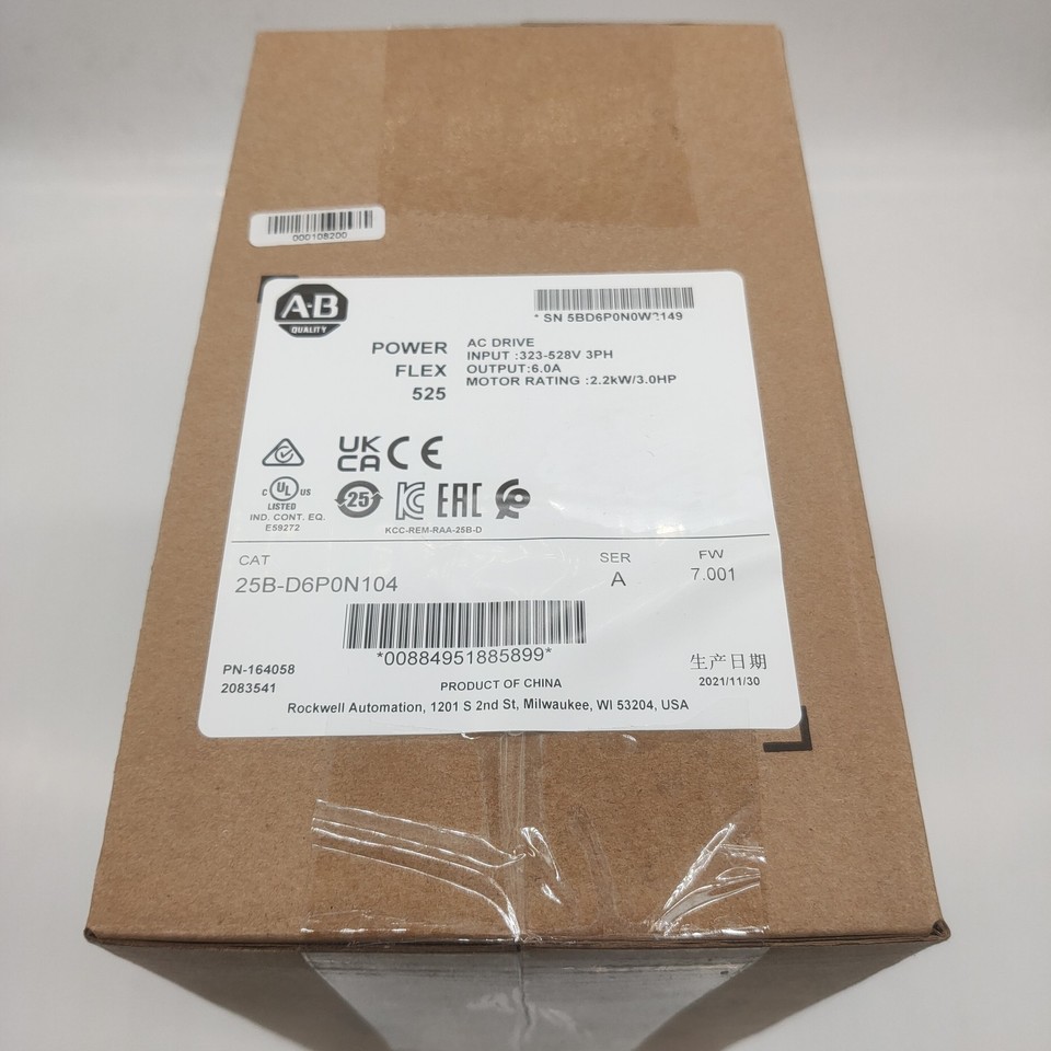 25B-D6P0N104 AB PowerFlex 525 AC Drive 2023 New Factory Sealed ...