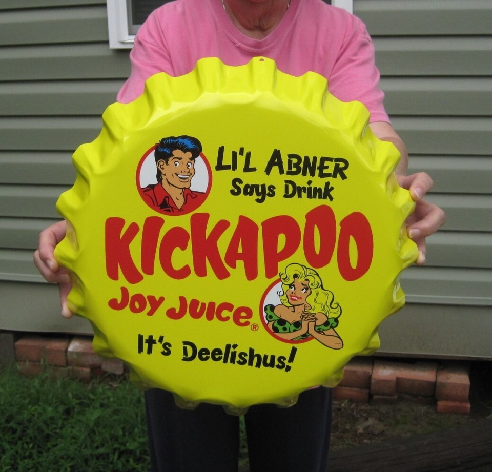 Kickapoo Joy Juice 15" Bottle cap Metal Sign Lil Abner Daisy Mae ...