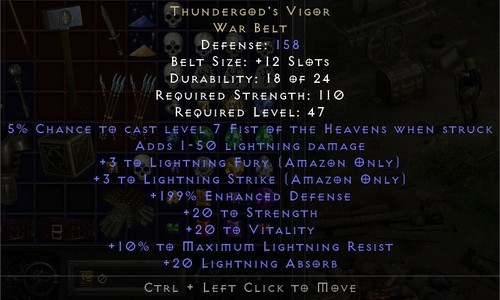 Diablo 2 Resurrected Thundergod's Vigor Belt 199ED | eBay