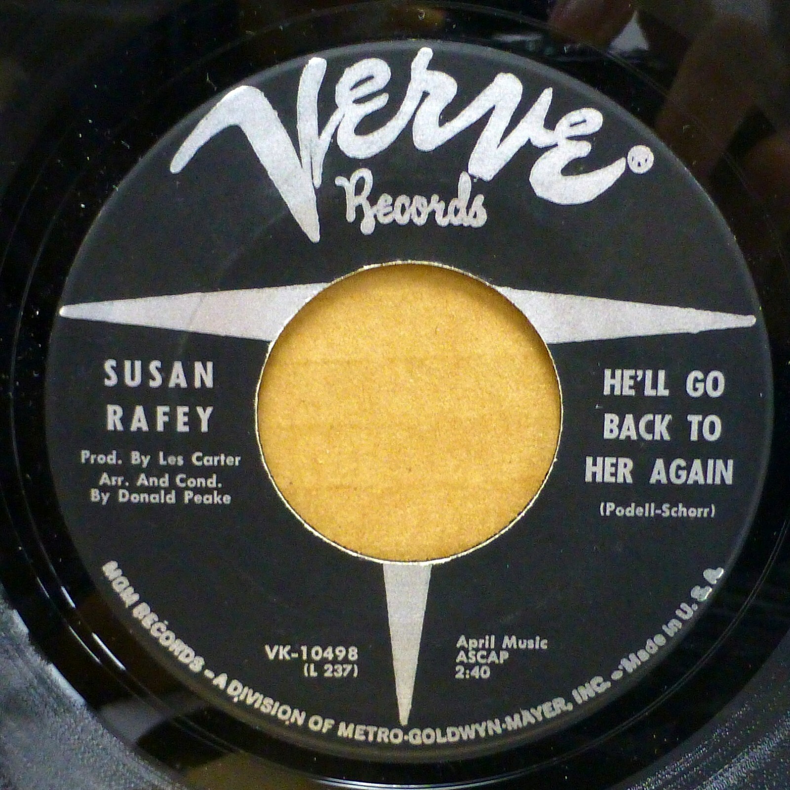 Susan Rafey rare stock copy 45 HE'LL GO BACK TO HER AGAIN Mint Minus JR ...