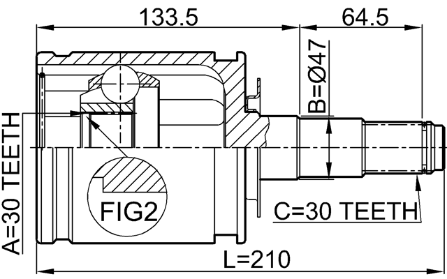 Inner Joint 30X47X30 FEBEST 0111-FZJ100 OEM 04438-60010 | eBay
