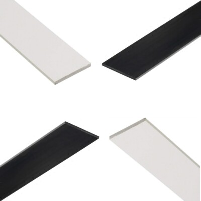 Plastic Flat Bar Strips PVC White & Black Solid Flat Plastic Strip 1m ...