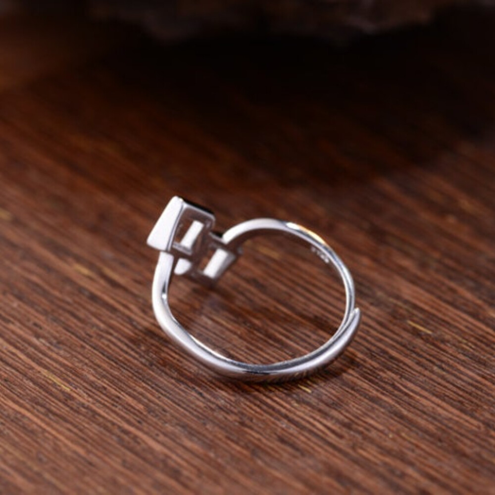 4.2x4.2mm Double Square Ring Blanks 925 Silver Ring Base Adjustable ...