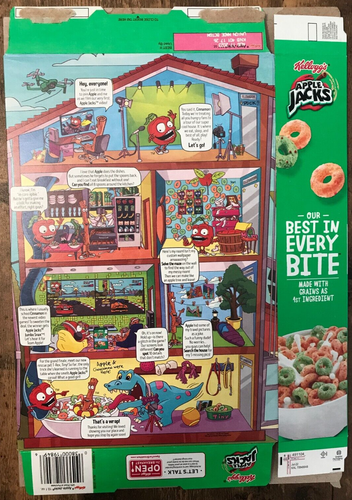 EMPTY Kellogg's Apple Jacks Cereal Box CinnaMon Bad Apple Comics ...