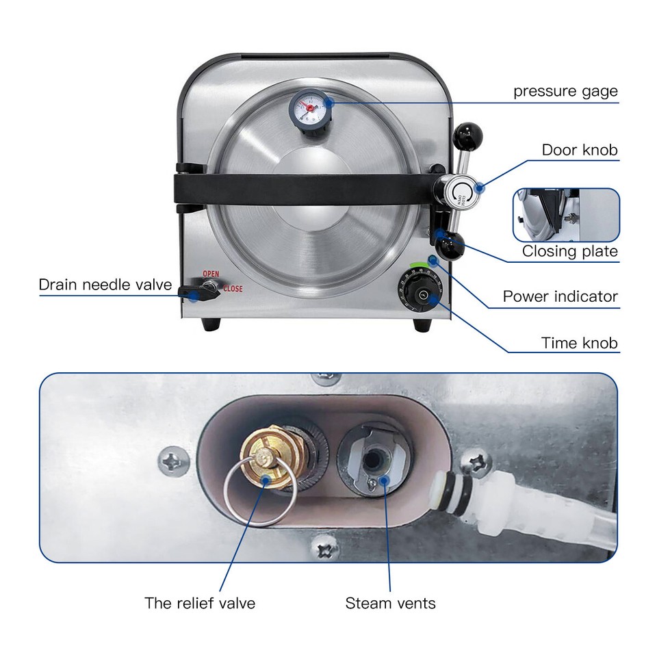 Dental Autoclave Steam Sterilizer Class B Medical Drying Sterilizing ...