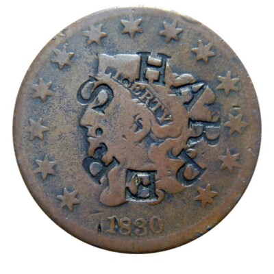 Large cent/penny 1830 circular counterstamp S. HARPER | eBay