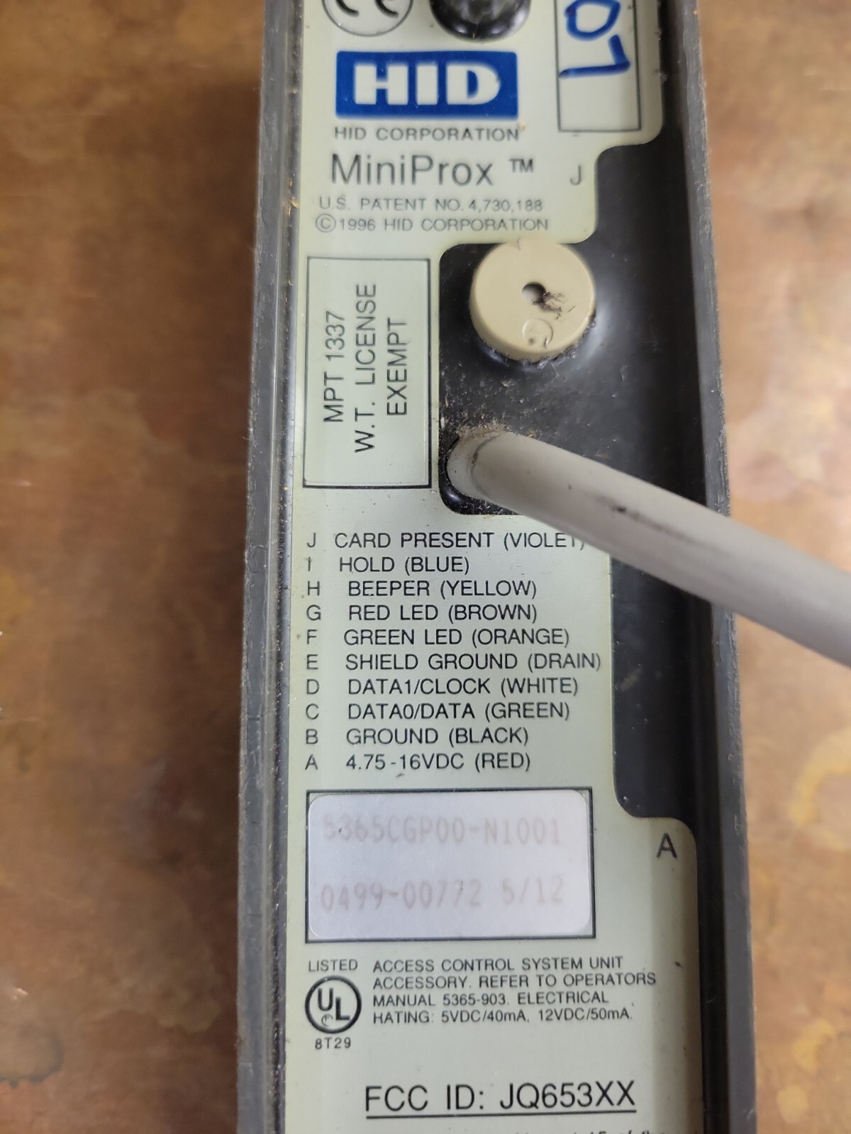 HID 5365CGP00 MiniProx Mullion PROX Proximity Card Reader for sale ...