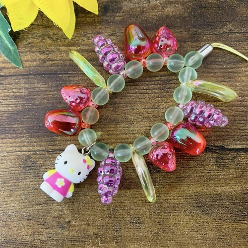 Hello Kitty Fruit Beads Strawberry Grape Sanrio keychain | eBay