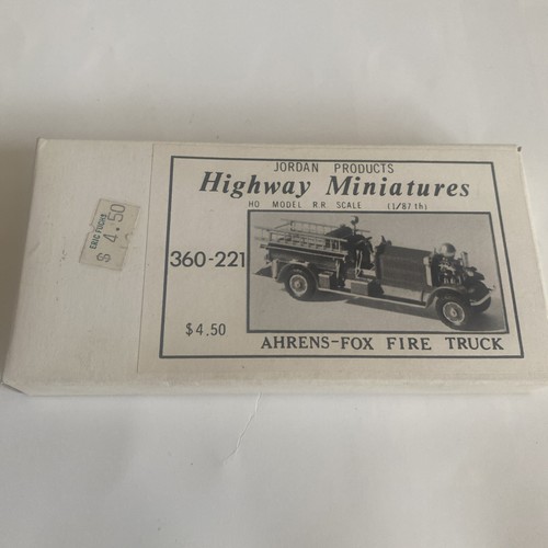 Jordan Highway Miniatures HO Kit #360-221 Ahrens-Fox Fire Truck HOn3 ...