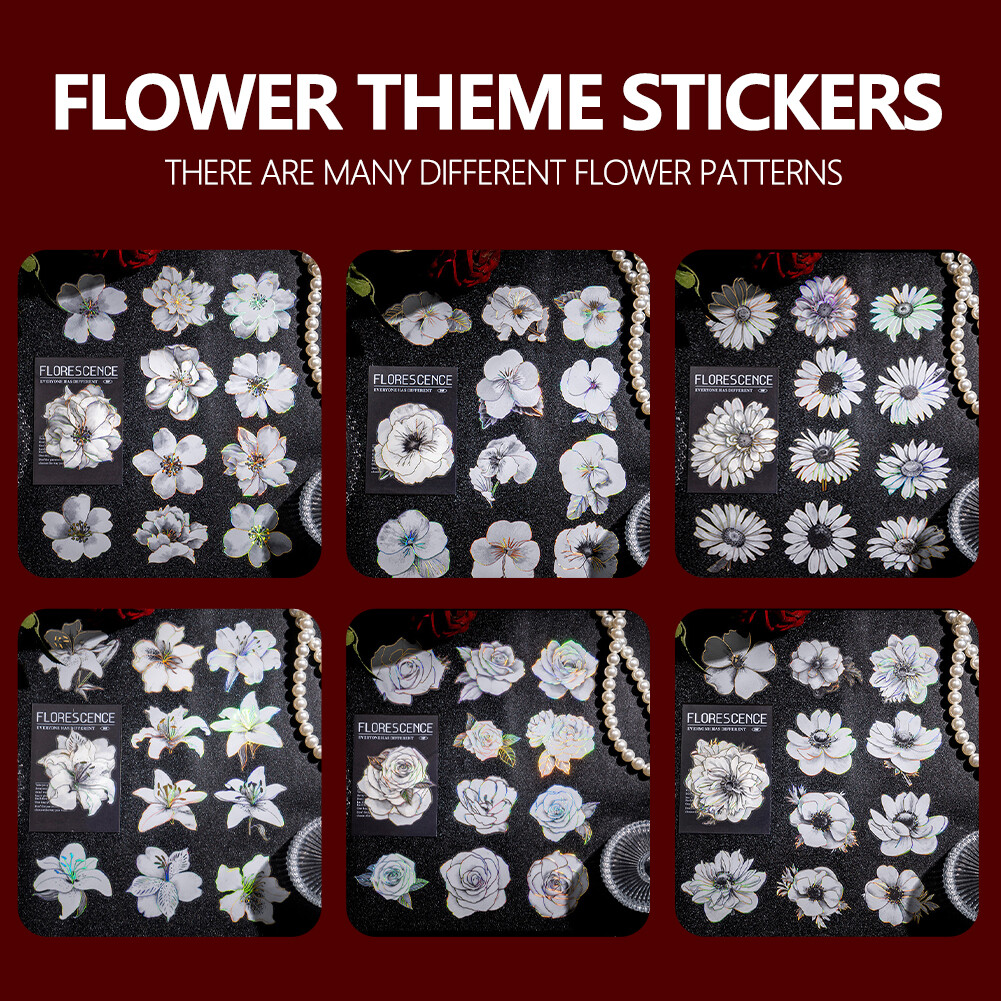120pcs Laptops Flower Stickers Practical With Gold Outlines For ...