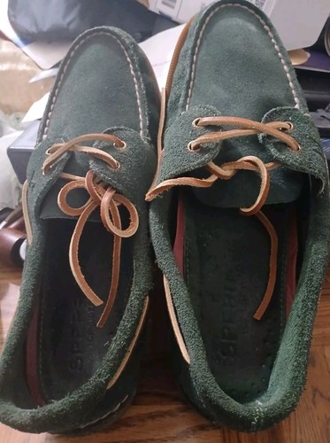 Mens Sperry A/O 2-eye olive green suede boat shoes Size 10 STS19751 ...