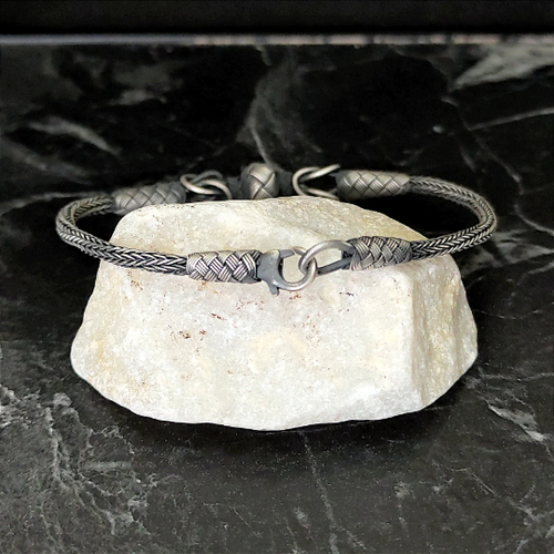 1000K Silver Handknitted Oxidized Chain Wristband , Silver Chain Beaded ...