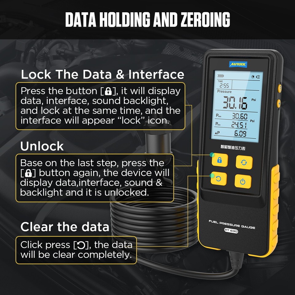 Gasoline Fuel Injection Pressure Tester Car Digital Fuel Pressure Gauge ...