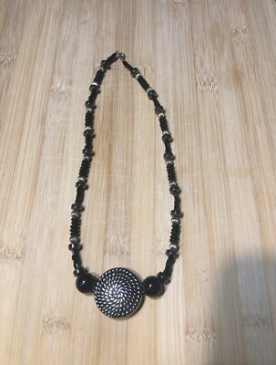 Black beaded handmade necklace | eBay