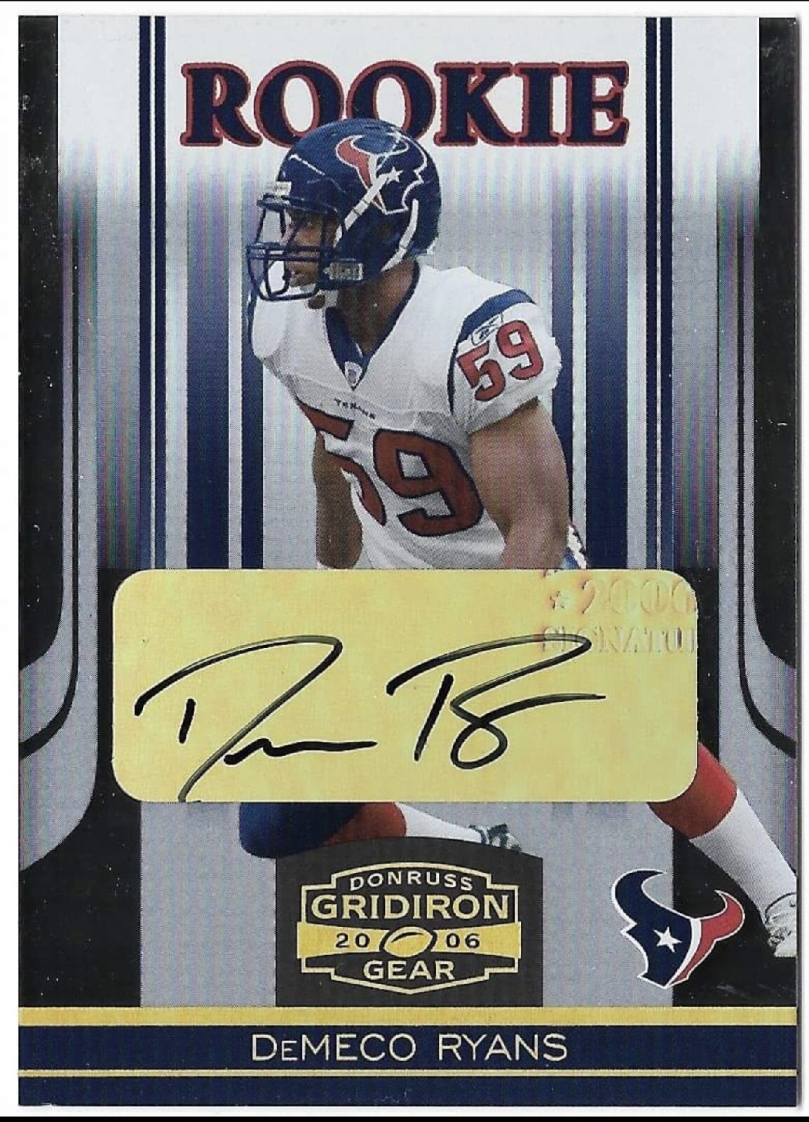 🏈 2006 Donruss Gridiron Gear DeMeco Ryans Rookie Autograph Card /125 🏈 ...