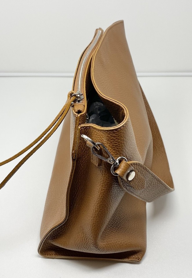VIOLA CASTELLANI Milano Brown Pebbled Leather Shoulder Handbag W/Feet ...