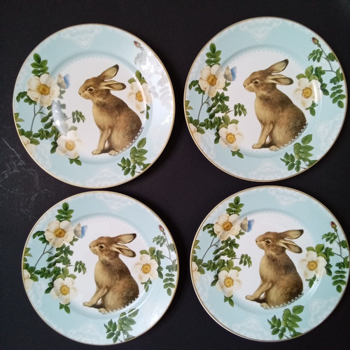 Williams Sonoma Spring Garden Bunny Rabbit Salad Plates Set of 4 | eBay