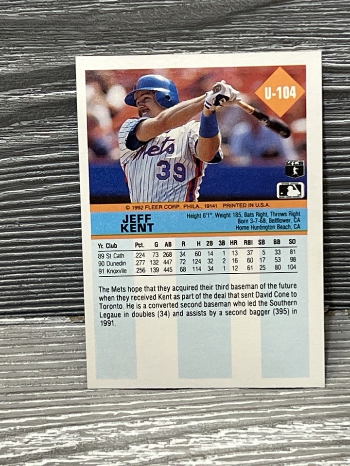 1992 Fleer Update Jeff Kent #U-104 RC Rookie Card | eBay