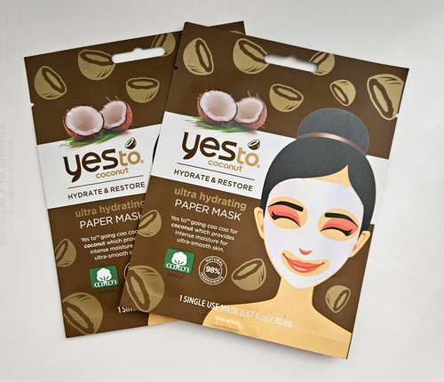 Yes To Coconut - Hydrate & Restore Ultra Hydrating Paper Mask 2 Pk 0.67 ...