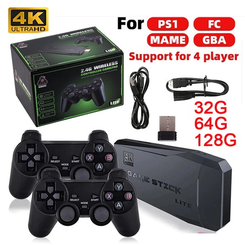 Wireless HDMI 4K TV Game Stick Console Built-in 64GB 20000+Retro Games+ ...