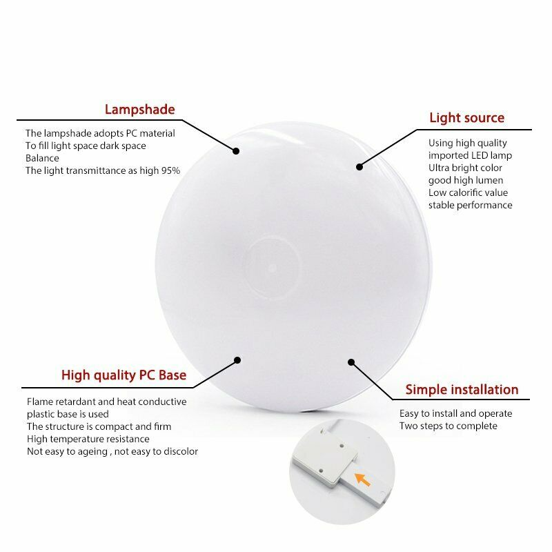 36W LED Surfac e Mount Fixture Ceiling Light Bedroom Kitchen Round ...