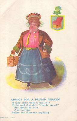 1905 Plump Person Lady Humorous Poem Antique Vinegar Valentine R Hill ...