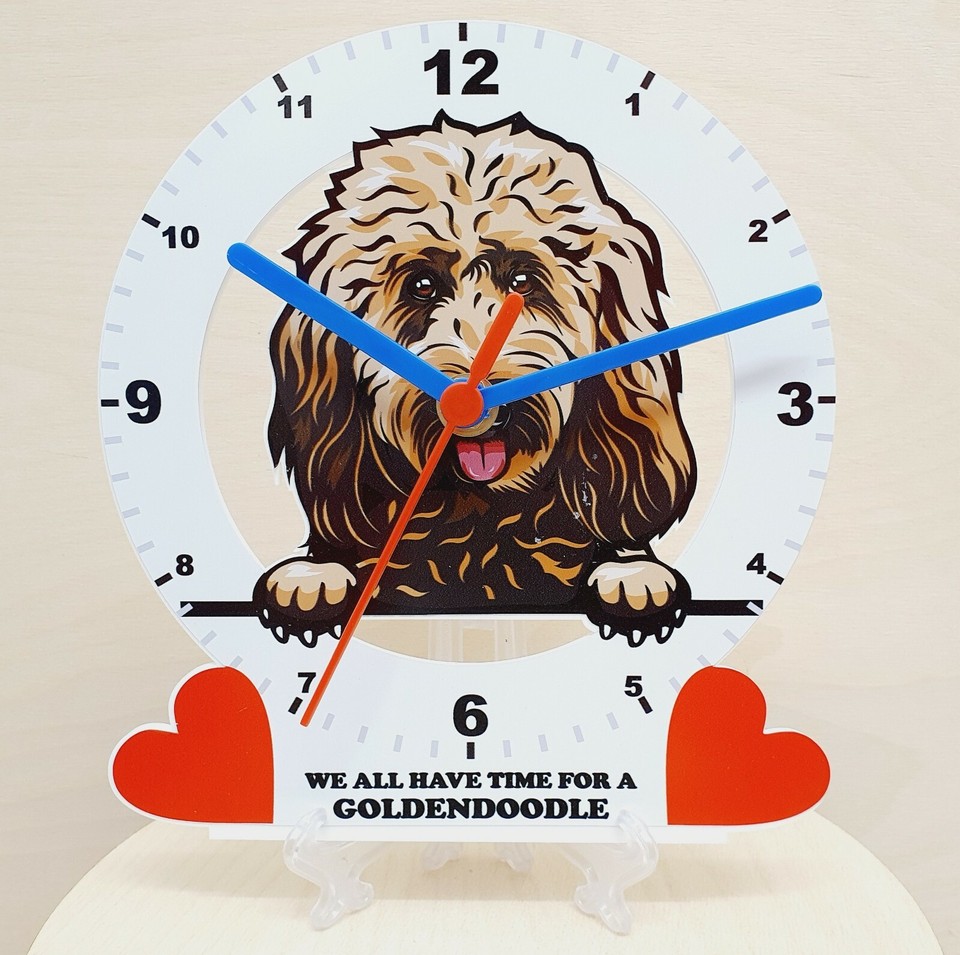Personalised Clock, Your Dog's Name, 50+ Dog Breeds, Cartoon Style ...