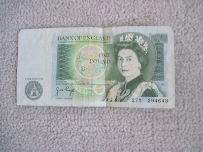 VINTAGE BRITISH ONE POUND NOTE JB PAGE Isaac Newton | eBay