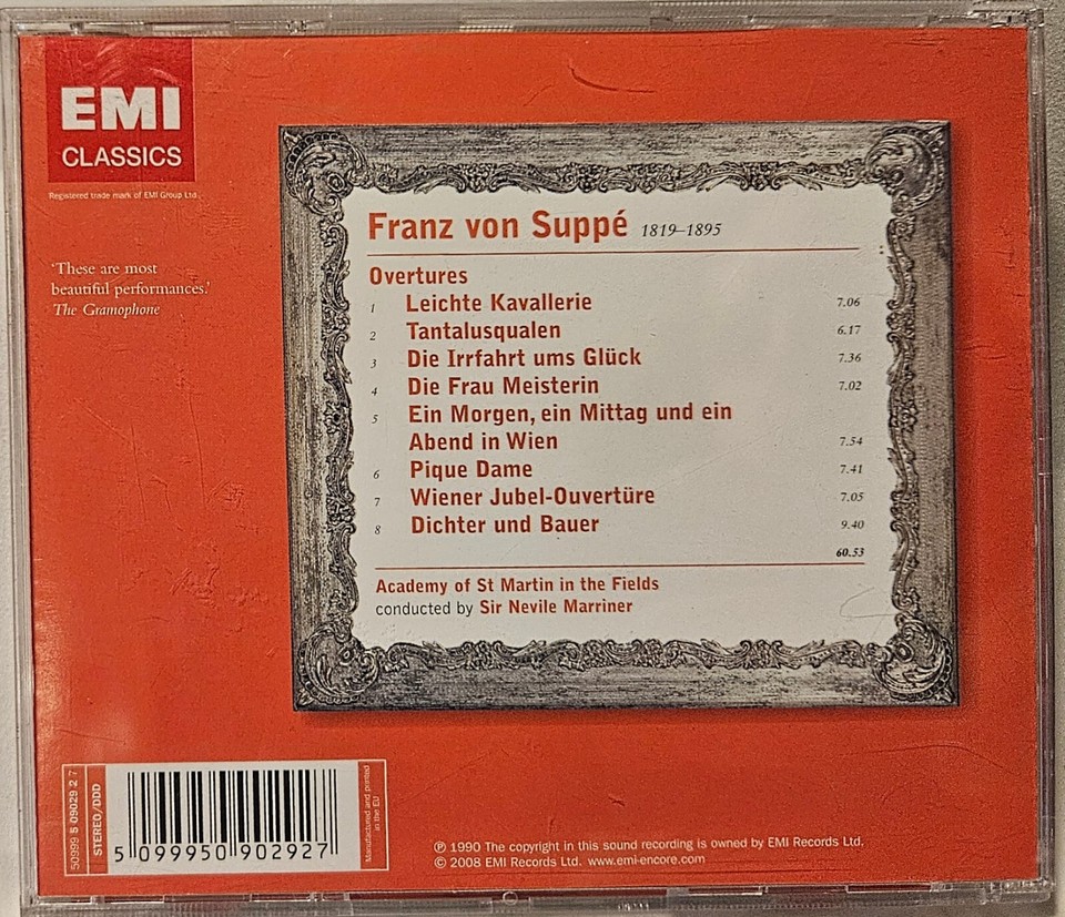 FRANZ VON SUPPE - Suppe: Overtures - CD EMI Classics Marriner | eBay