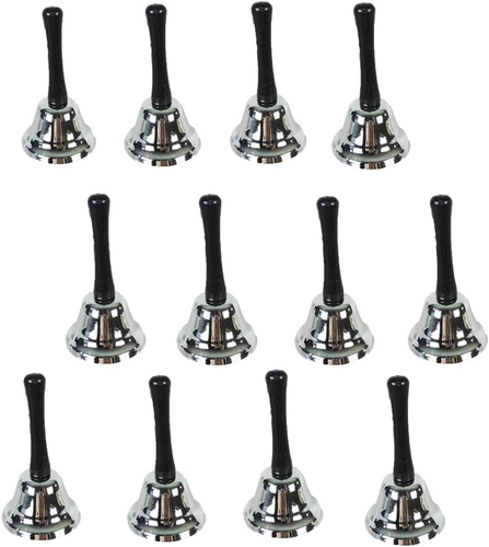 Silver Tone Metal Wedding Handheld Christmas Bell Ring for a Kiss 12 PK ...
