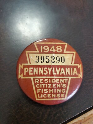 Vintage Original Pennsylvania Fishing License Pin 1948 | eBay