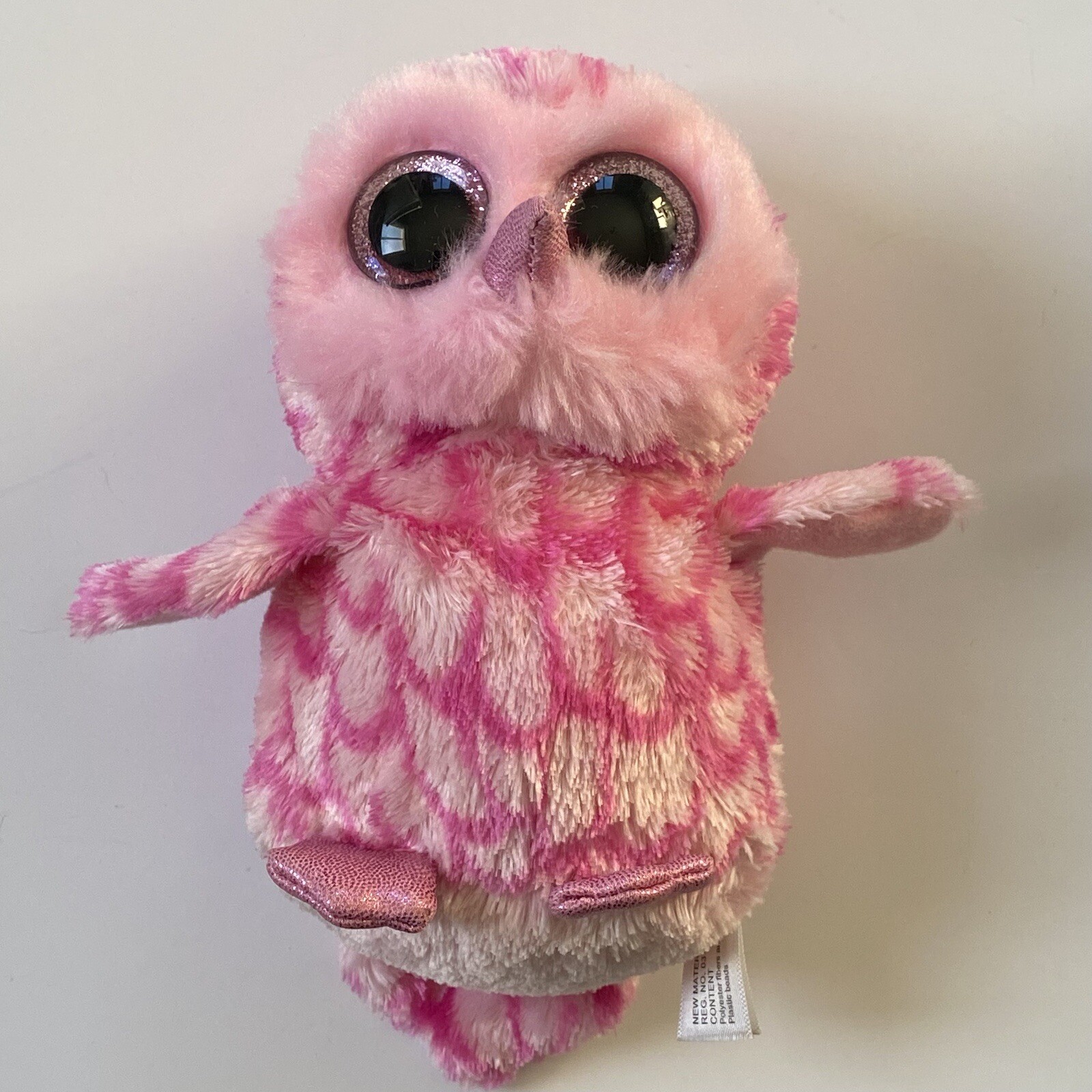 Ty Pinky Owl Beanie Boo Plush Glitter Sparkle Big Eyes Birds 6” 2014 ...