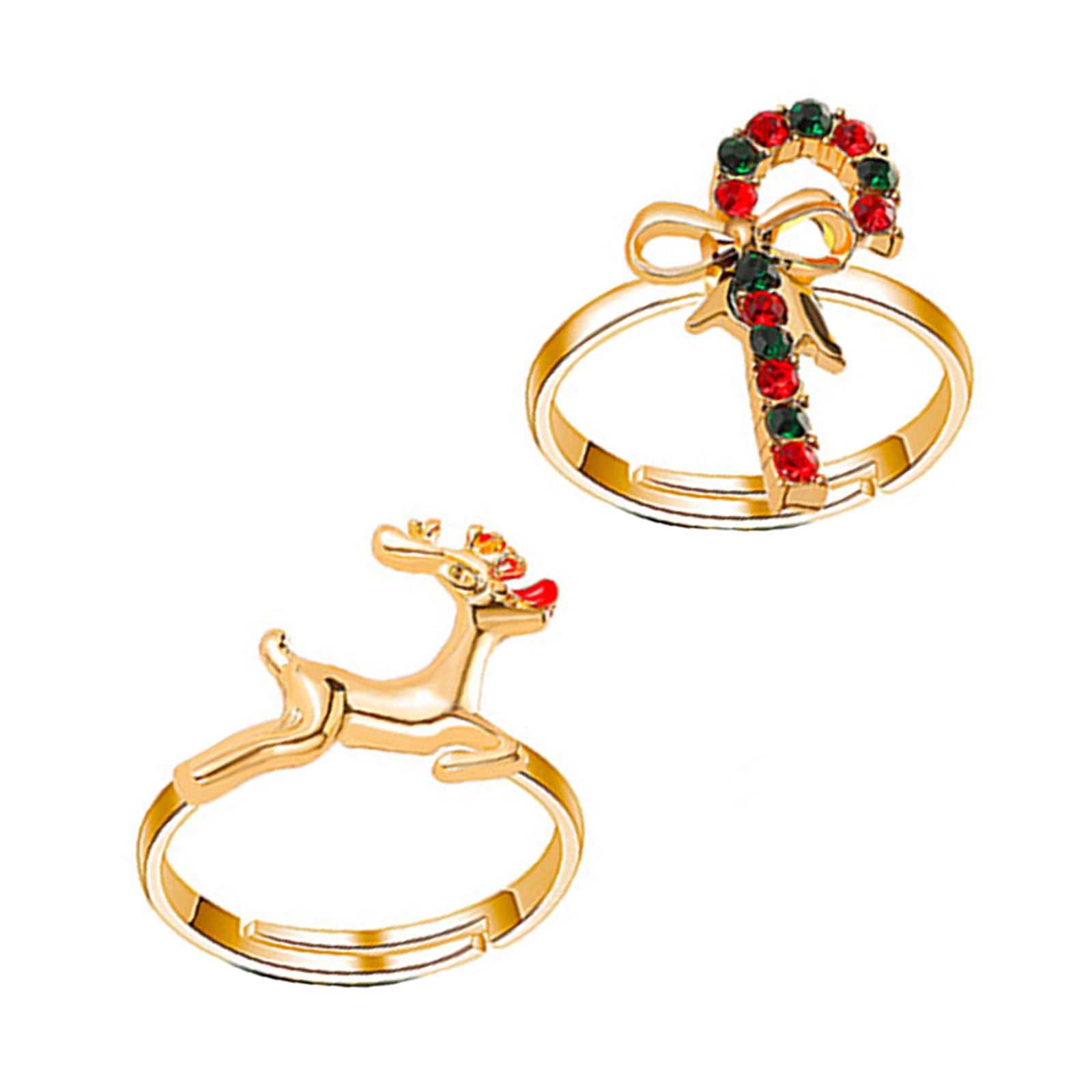 6pcs/set Reindeer Rings Anti-deformed Anti-rust Open Adjustable Knuckle ...