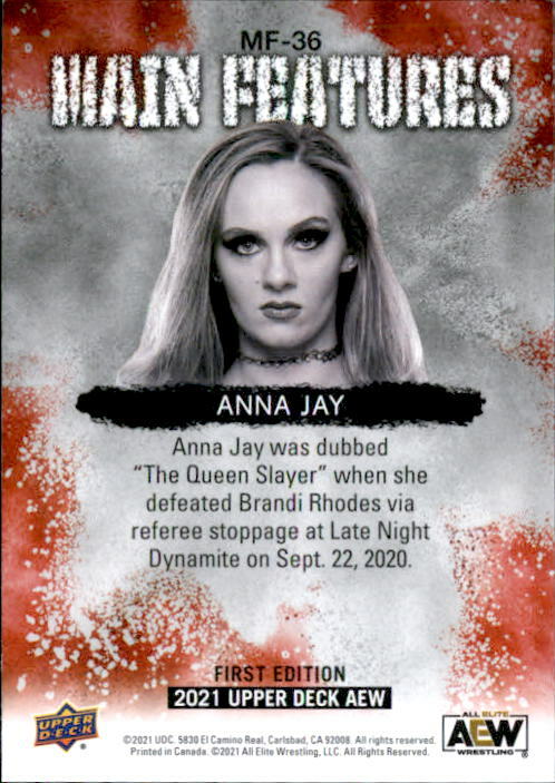 Anna Jay 2021 Upper Deck AEW Main Features Card #MF-36 | eBay